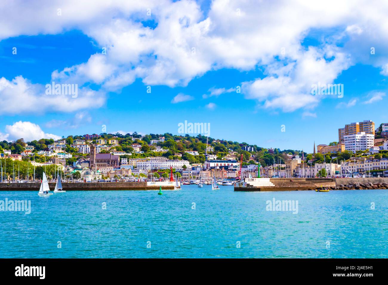 View of Torquay Harbour (Inner Dock) in the seaside town of Torquay on ...