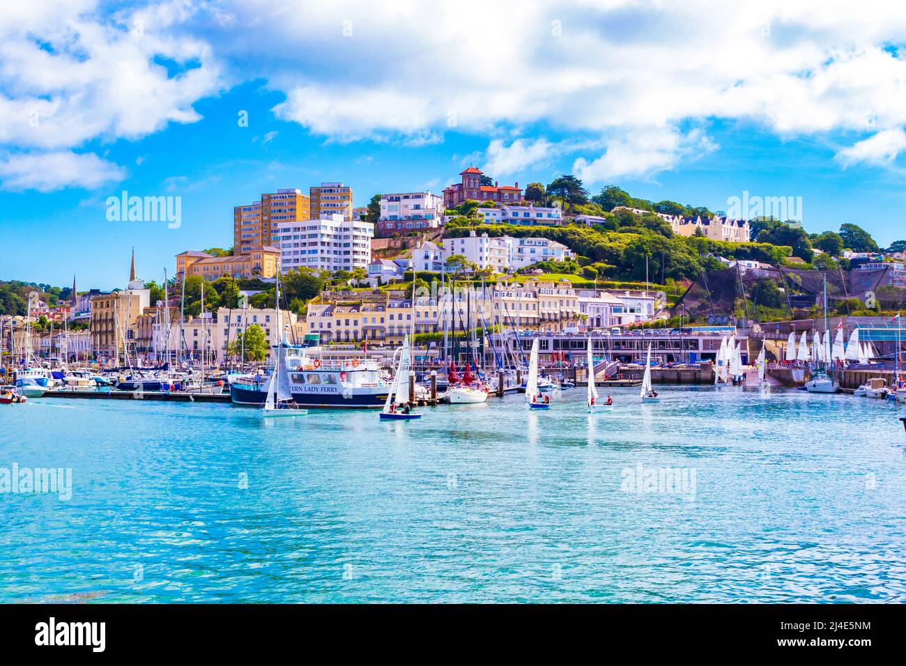 View of Torquay Harbour (Inner Dock) in the seaside town of Torquay on ...