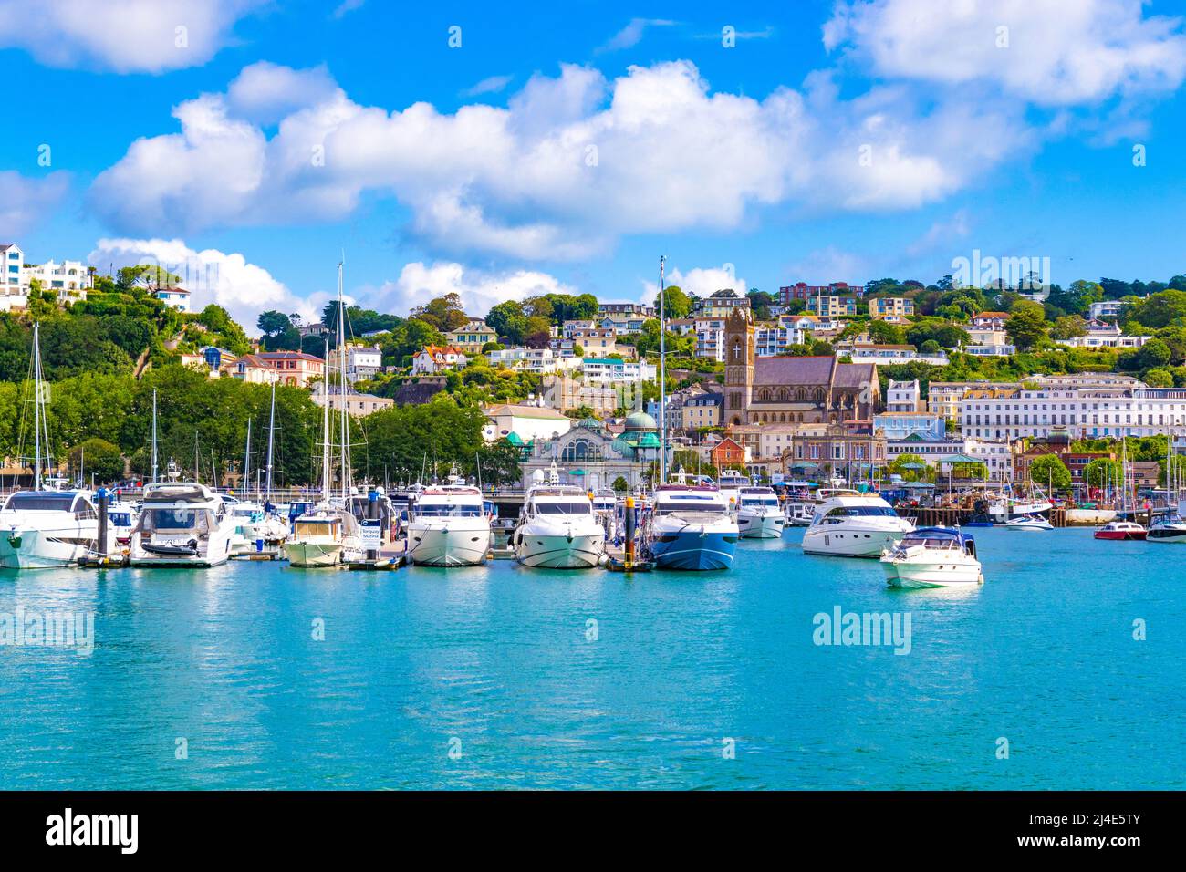 View of Torquay Harbour (Inner Dock) in the seaside town of Torquay on ...