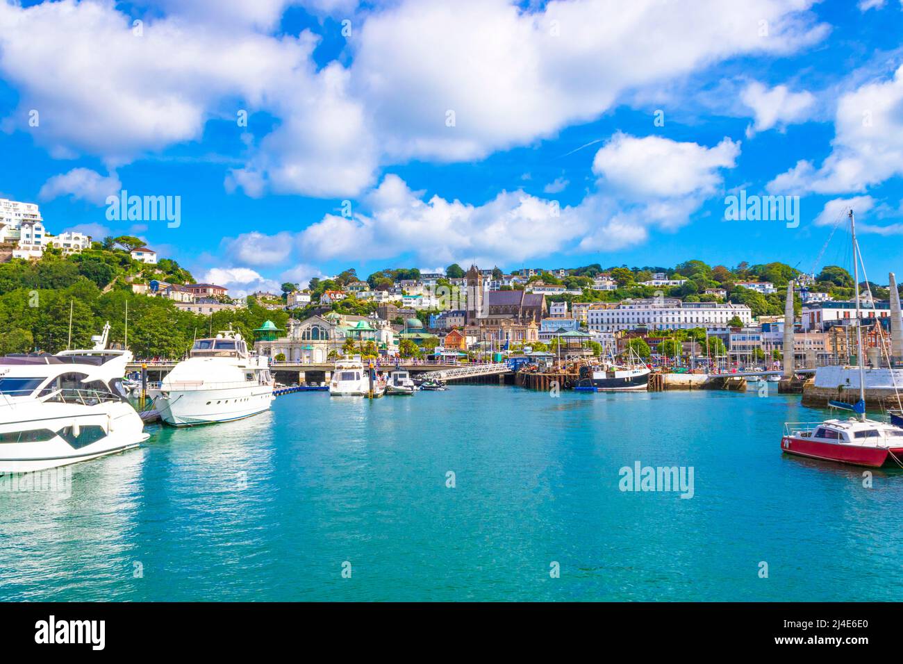 View of Torquay Harbour (Inner Dock) in the seaside town of Torquay on ...