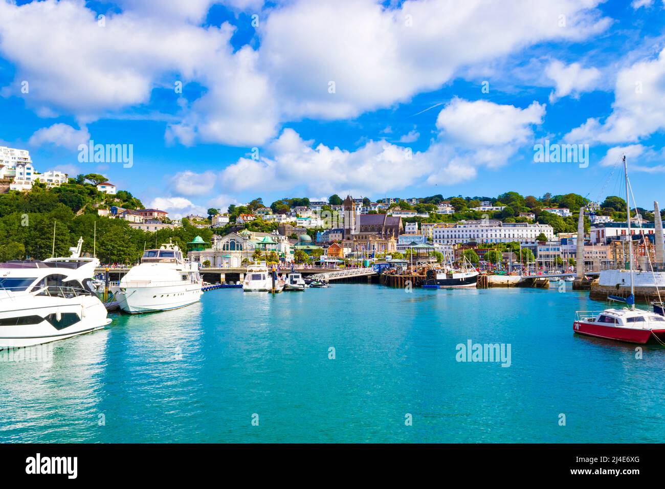 View of Torquay Harbour (Inner Dock) in the seaside town of Torquay on ...