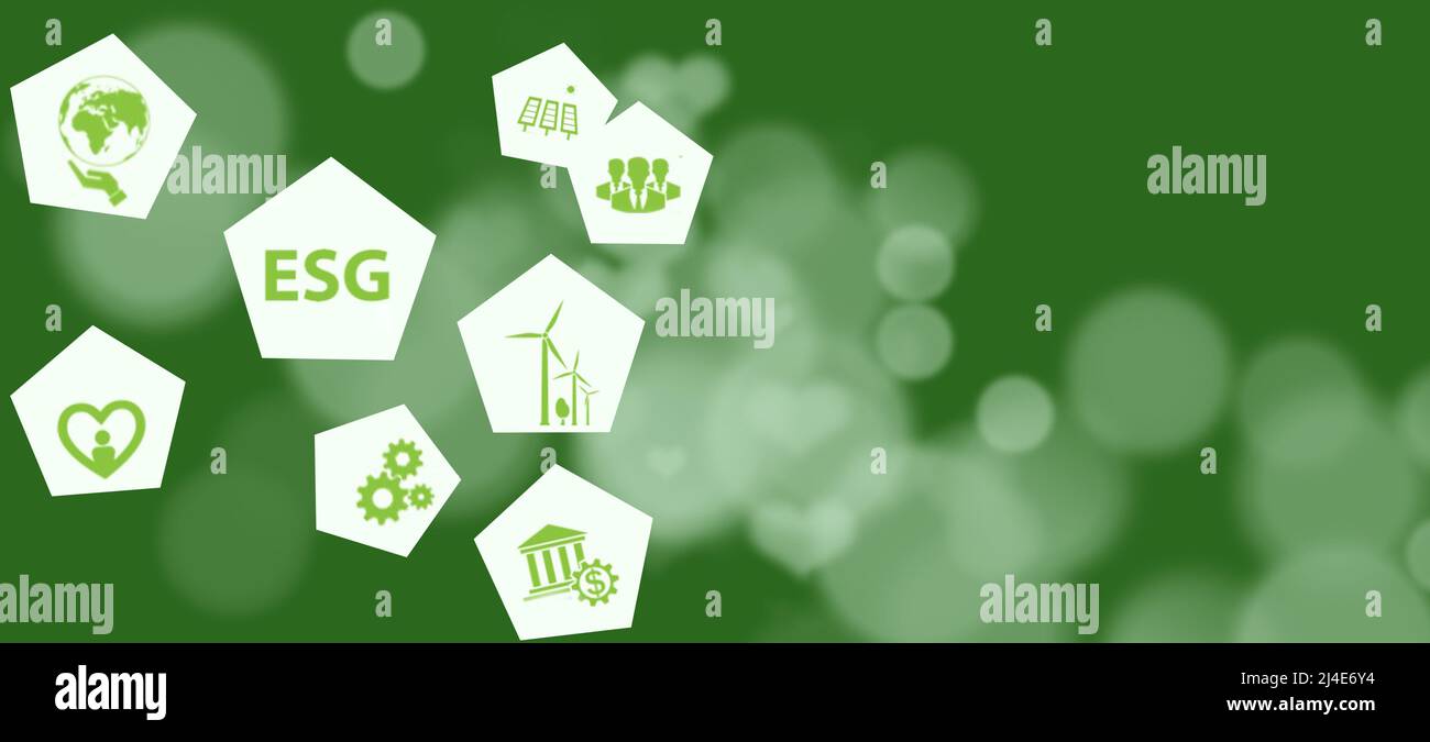 esg concept on green background Environmental Social Governance Stock ...