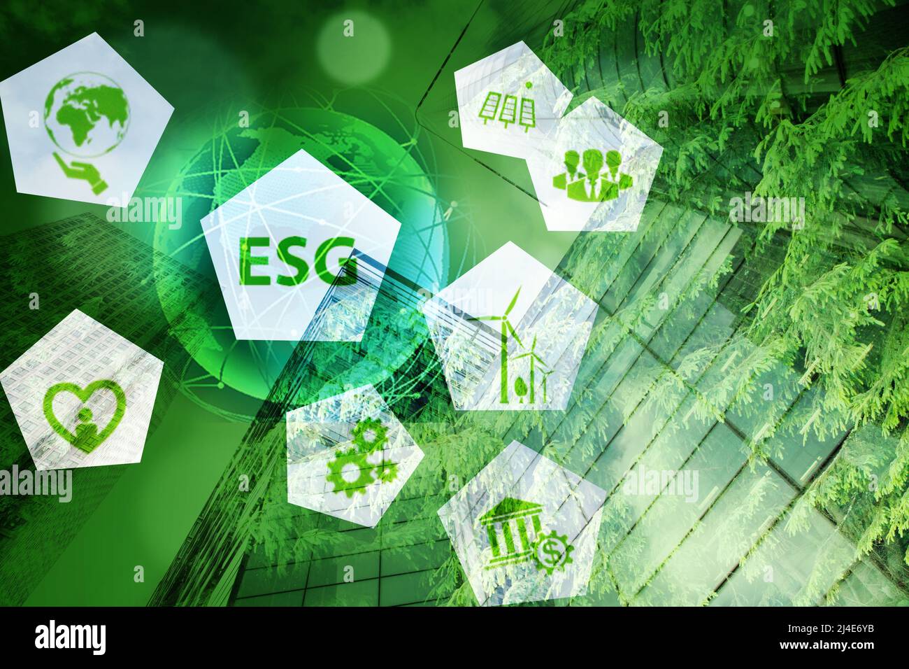 esg concept on green background Environmental Social Governance Stock ...