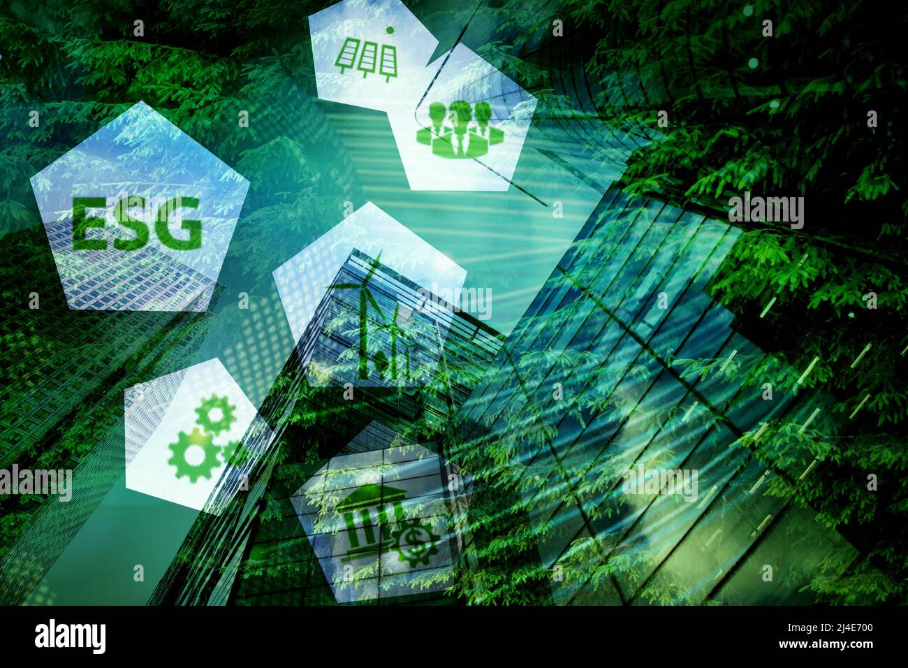 esg concept on green background Environmental Social Governance Stock ...