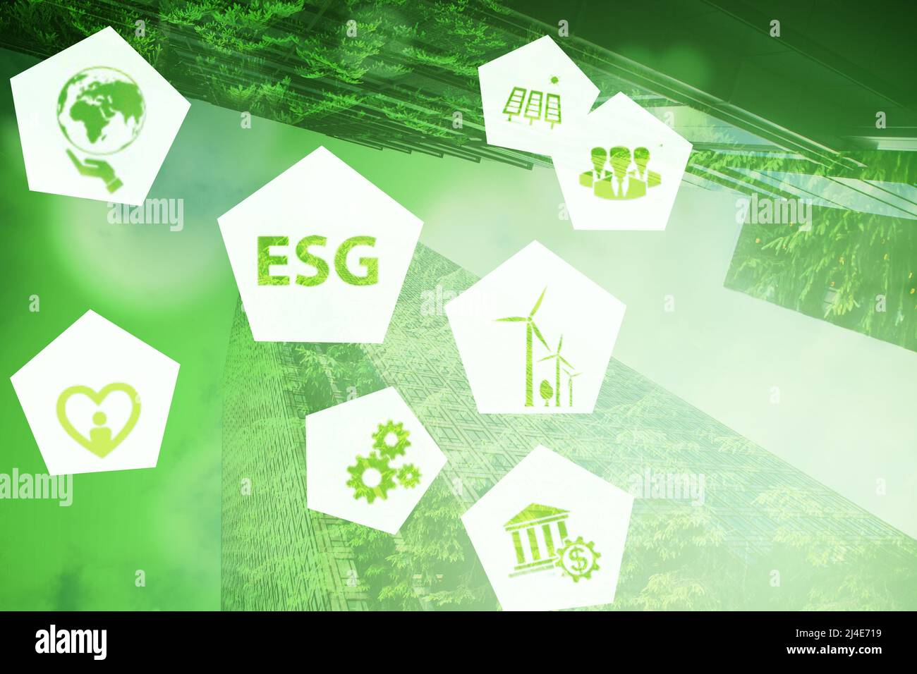 esg concept on green background Environmental Social Governance Stock ...