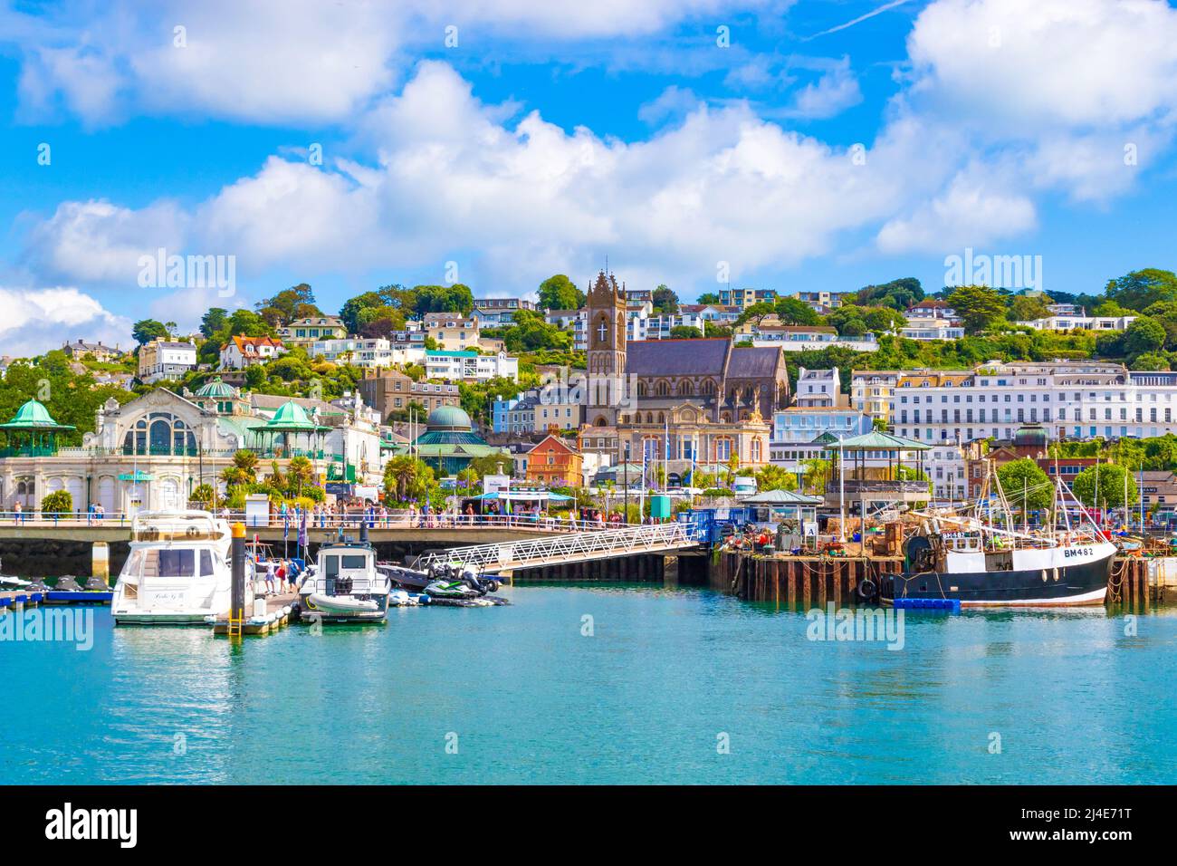 View of Torquay Harbour (Inner Dock) in the seaside town of Torquay on ...