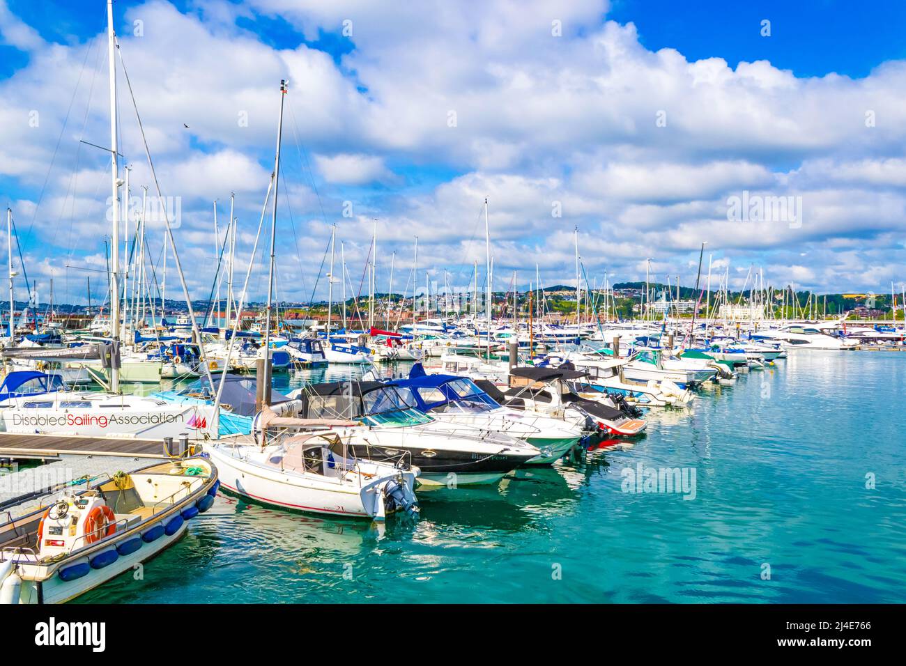 View of Torquay Harbour (Inner Dock) in the seaside town of Torquay on ...