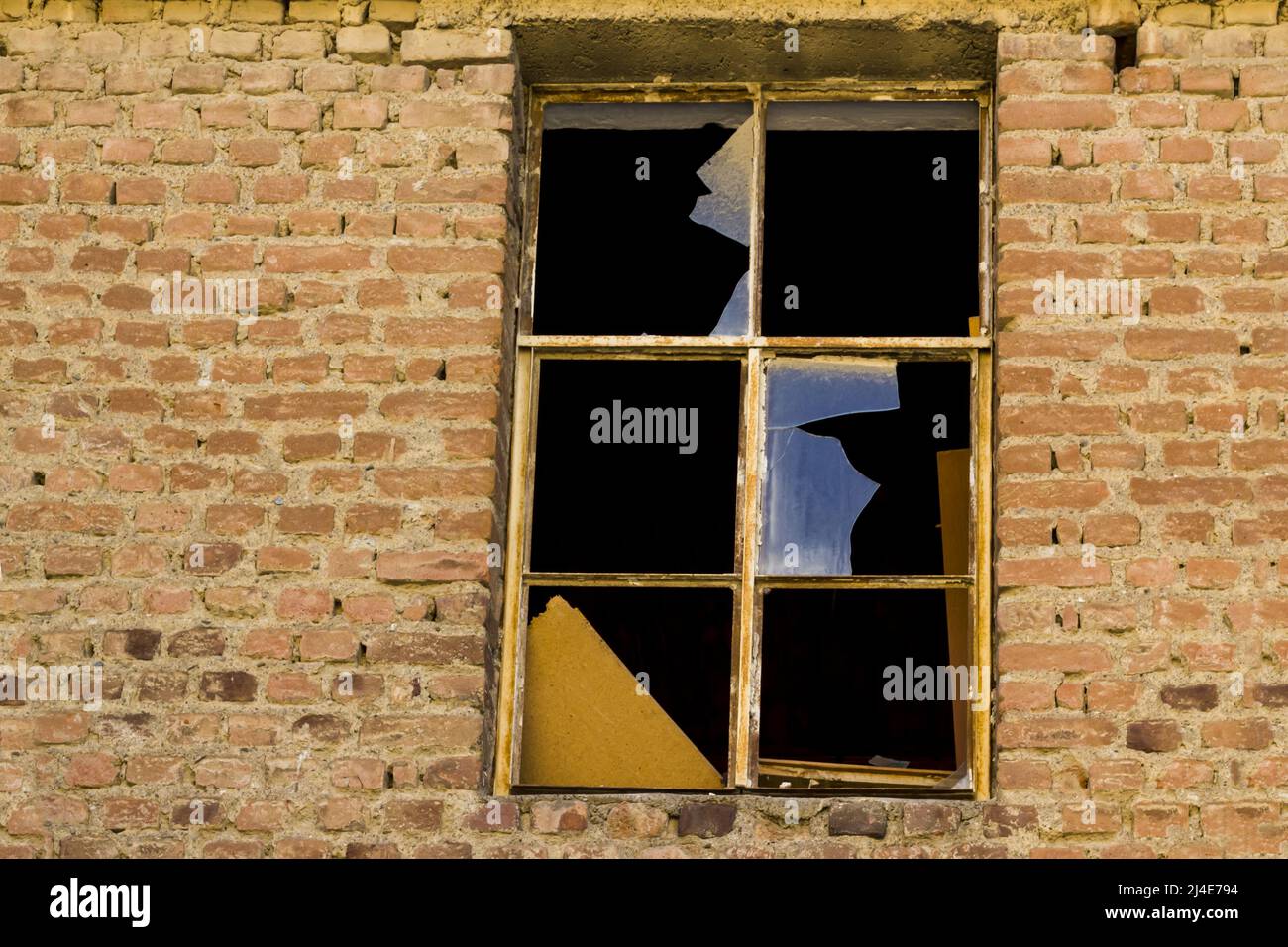Broken windows,old,ruined window with brick wall Stock Photo - Alamy