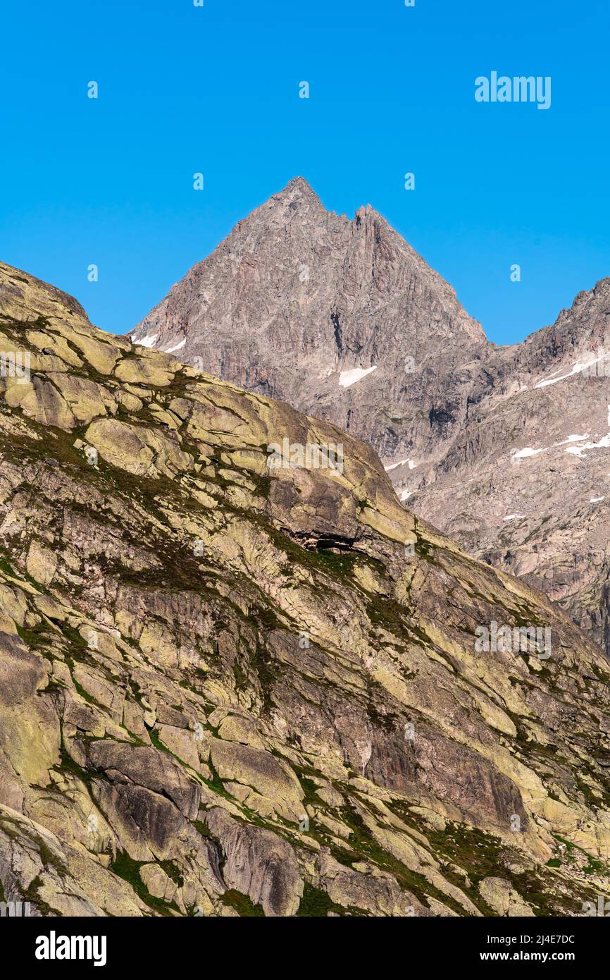 Mountain Brunberg above the Oberaarsee in Switzerland Stock Photo - Alamy