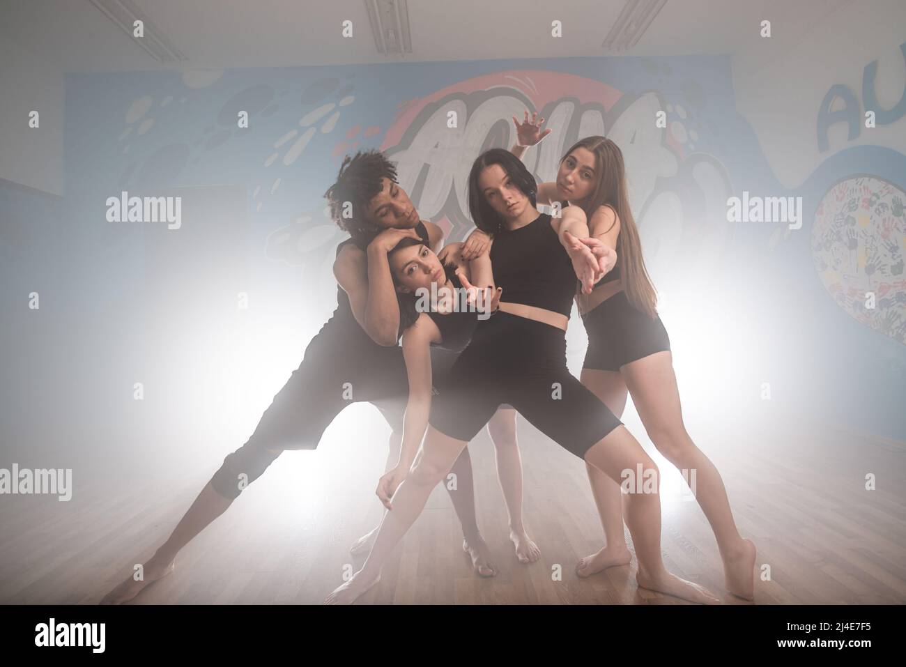 Young group of multiracial friends dancing enjoying and dancing ...
