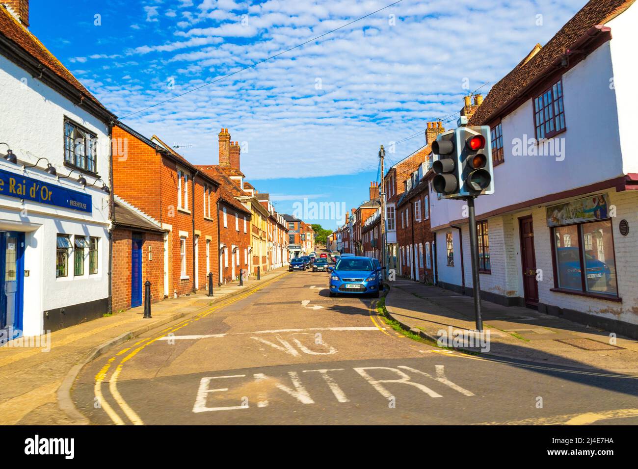 Street view of Salisbury city-a cathedral city in Wiltshire, England ...