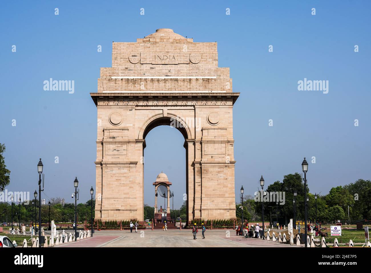 The India Gate is a war memorial located astride the Rajpath, on the ...
