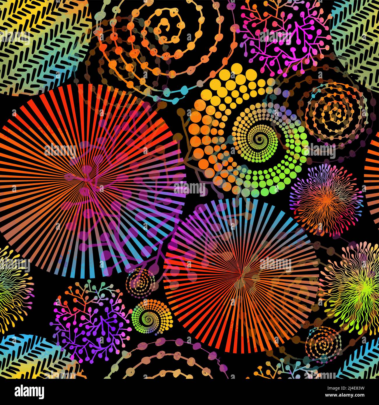 Multicolored seamless graphic background from different circles. Vector ...