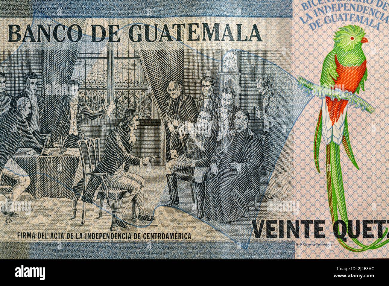 Qetzal bird, Guatemala currency symbol and name, Reverse of the 20 ...