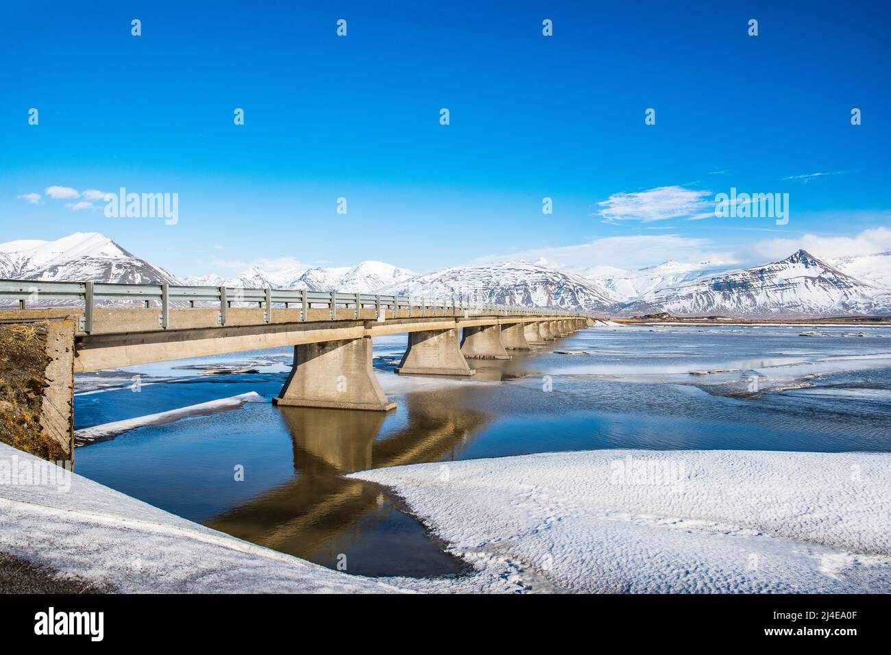 Bridge across river Hornafjardarfljot in Hornafjordur in south Iceland ...
