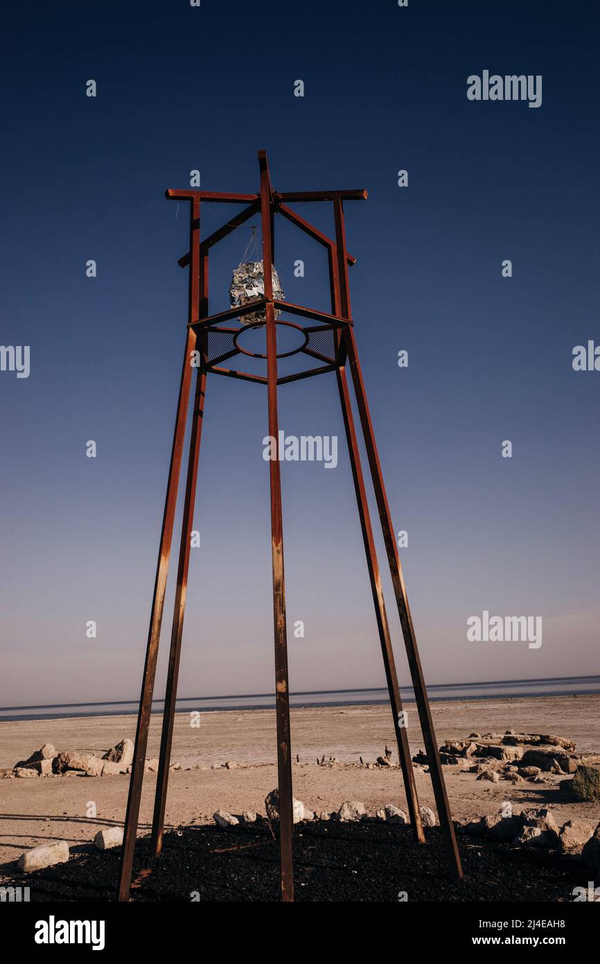 Bombay Beach, California USA - May 2021 Bizarre artwork an the eastern ...