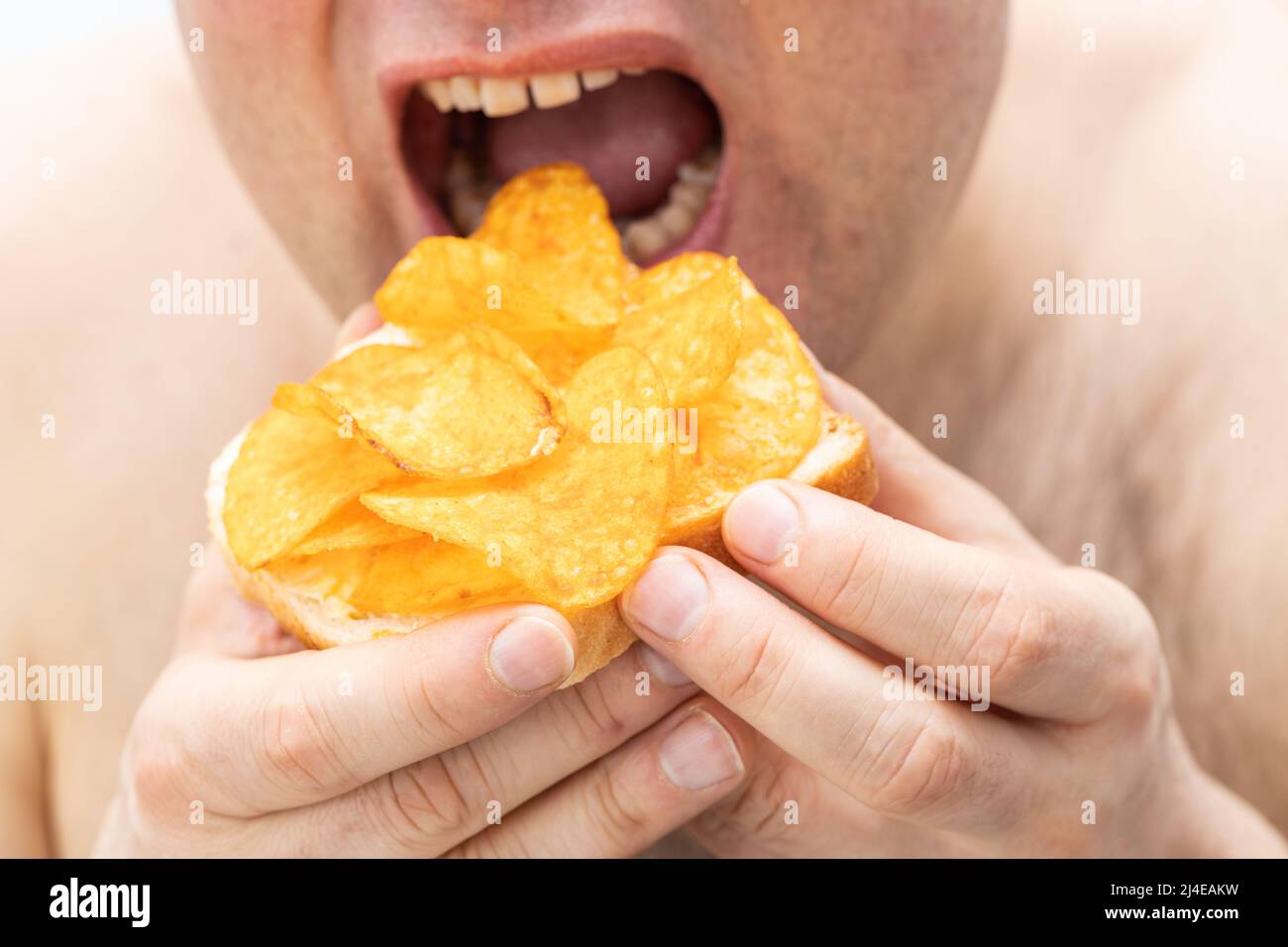 Overeating junk food, Slice of toasted bread with butter and lots of ...