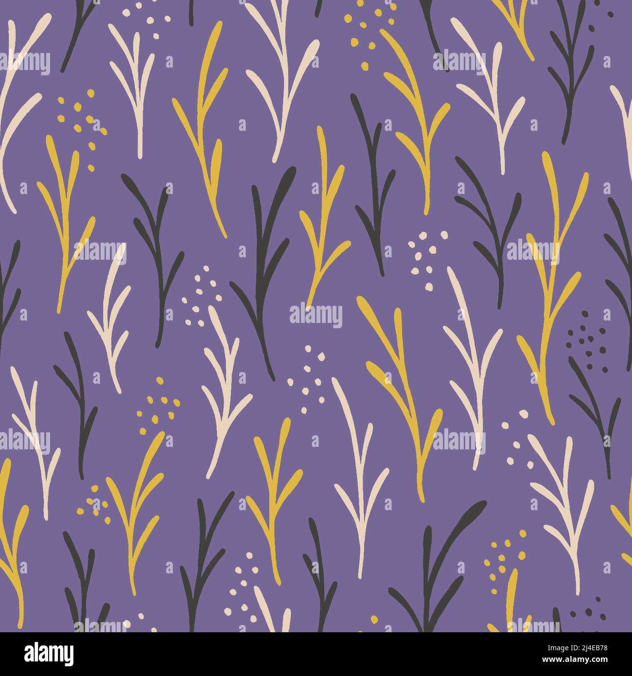 Seamless floral pattern. Purple background with stylised leaves. Simple ...