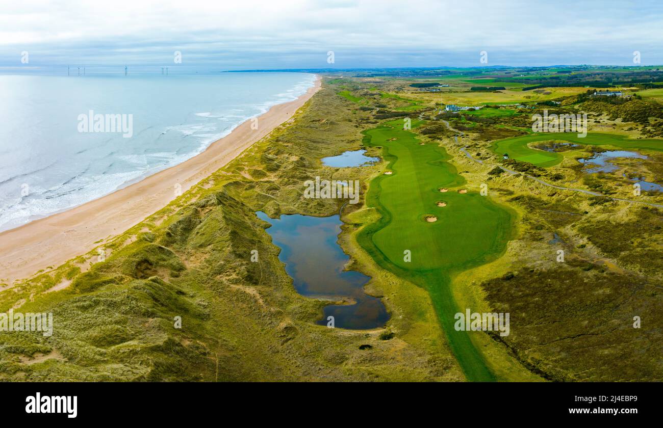 Aerial view from drone of Trump International Golf Links, golf course ...