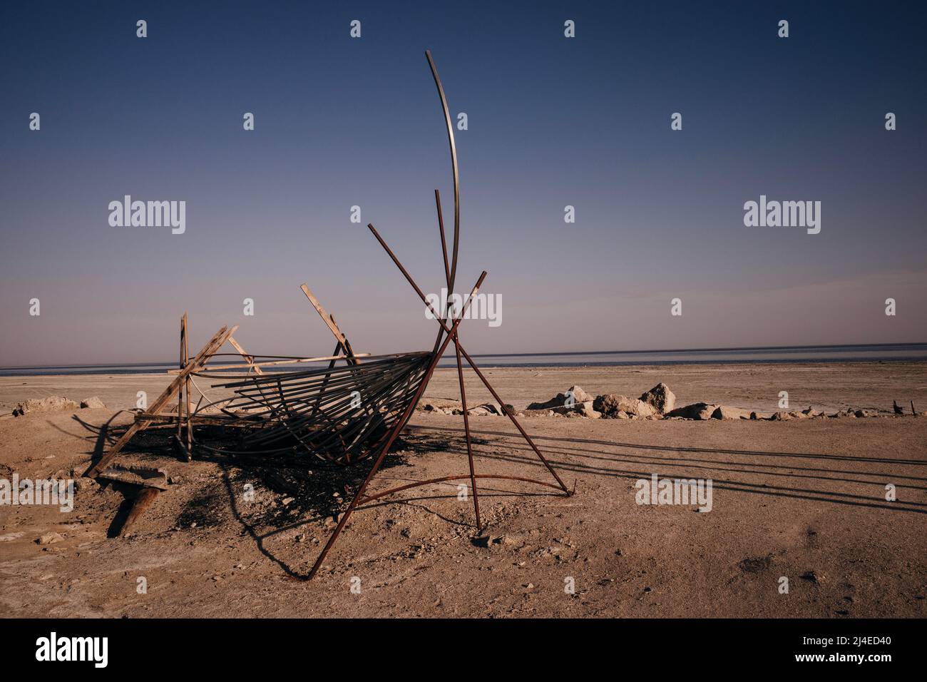 Bombay Beach, California USA - May 2021 Bizarre artwork an the eastern ...