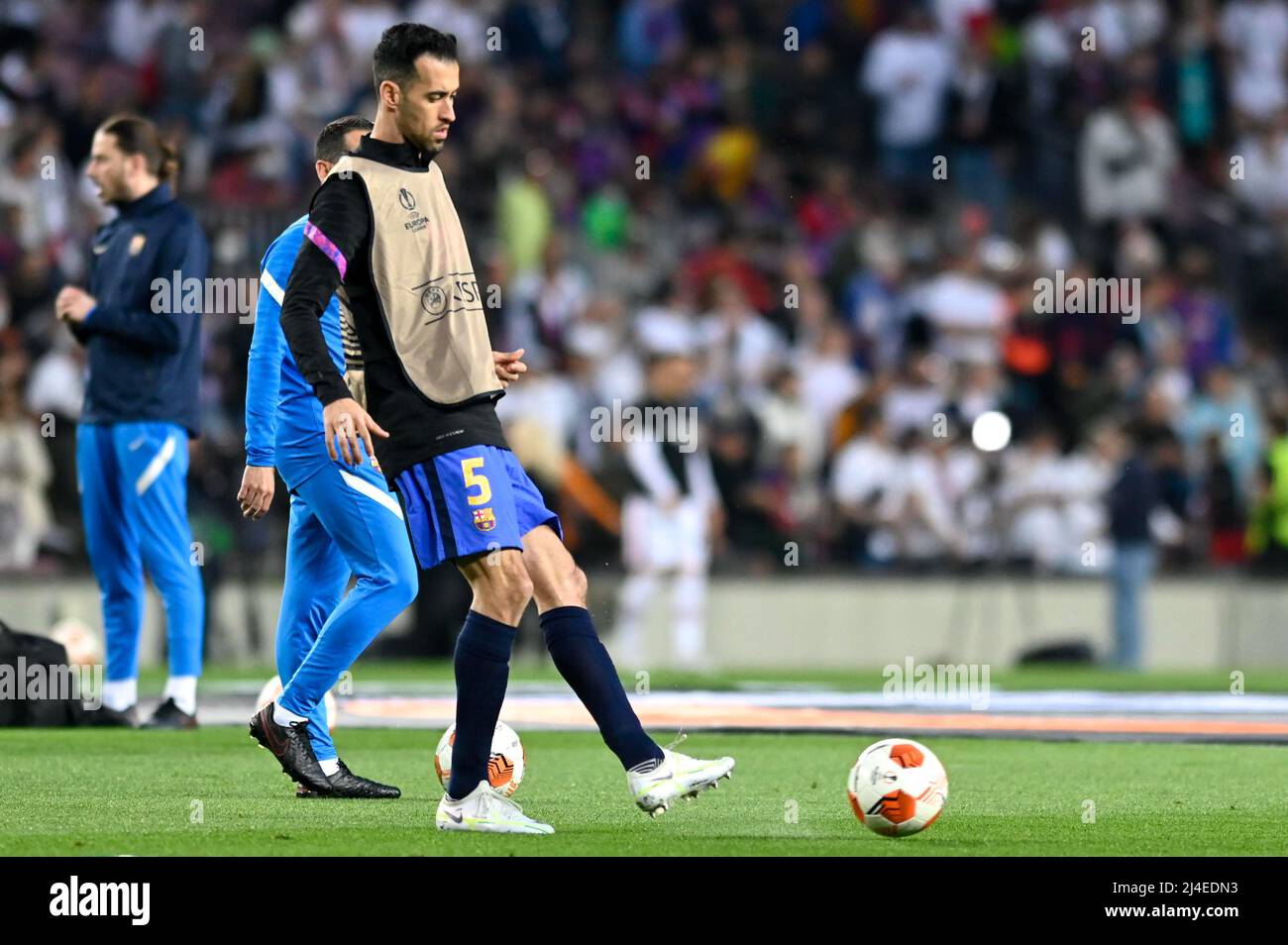 BARCELONA, SPAIN - APRIL 14: Sergio Busquets of FC Barcelona warming up ...