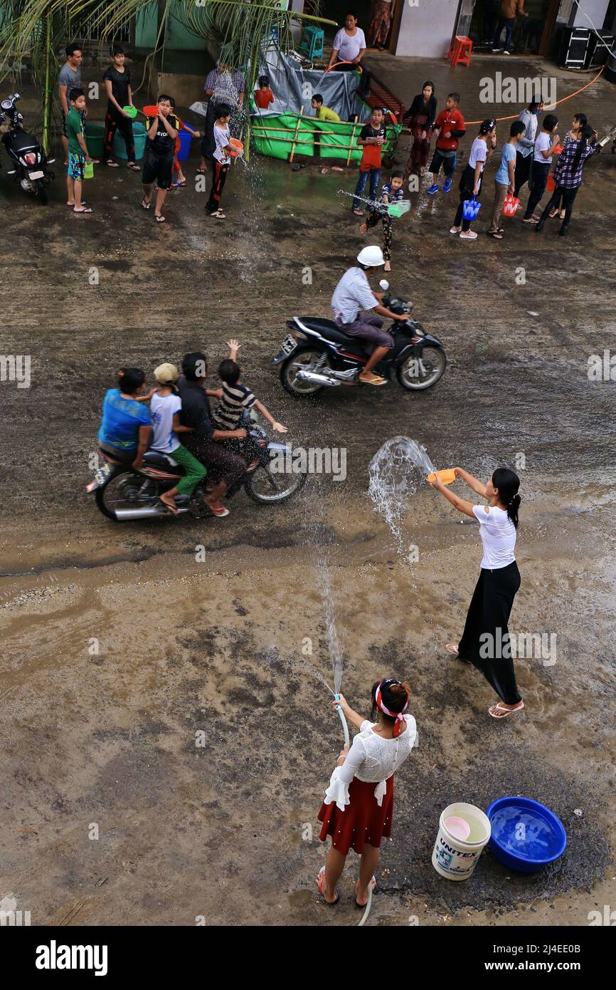Thingyan, Burmese New Year - water splashing festival Stock Photo - Alamy