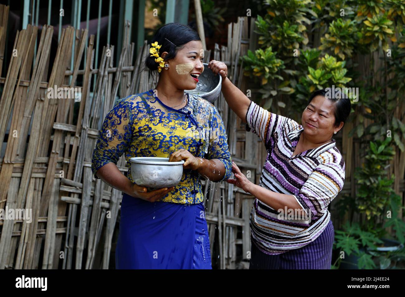 Thingyan, Burmese New Year - water splashing festival Stock Photo - Alamy