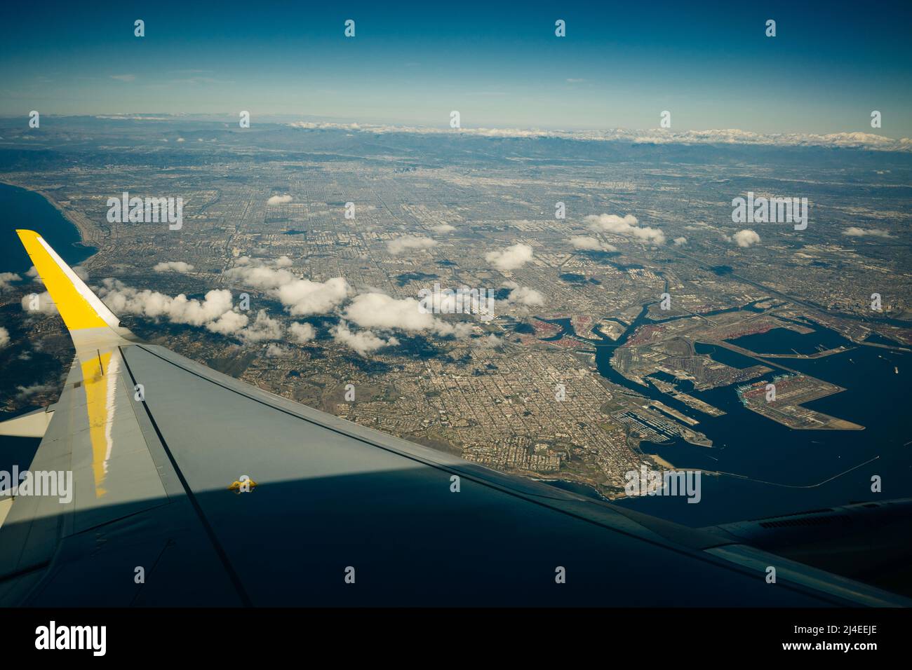 view of los angeles and the ocean from the plane. High quality photo ...