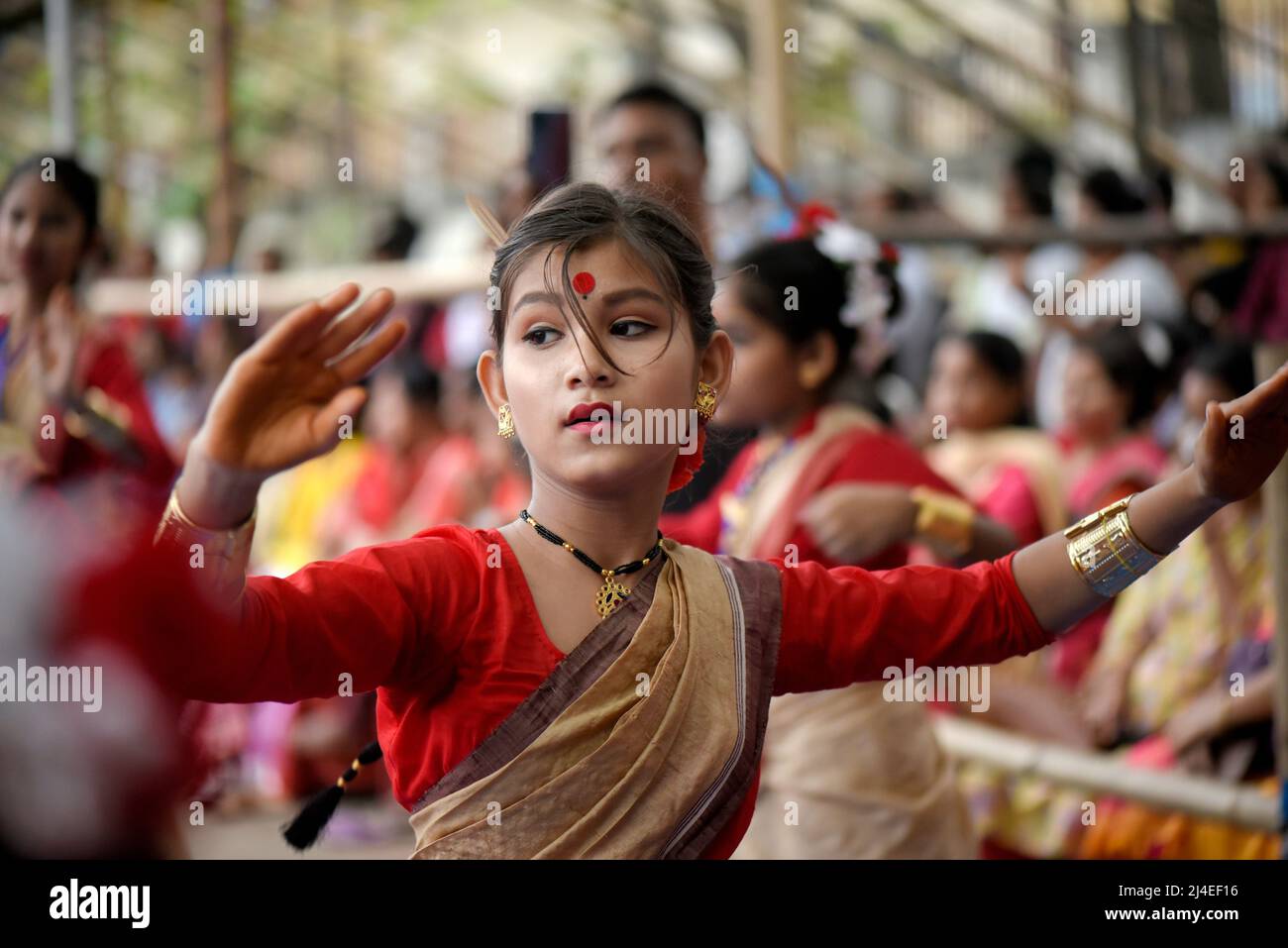 Girls participated in a traditional Bihu Dance workshop, ahead of ...