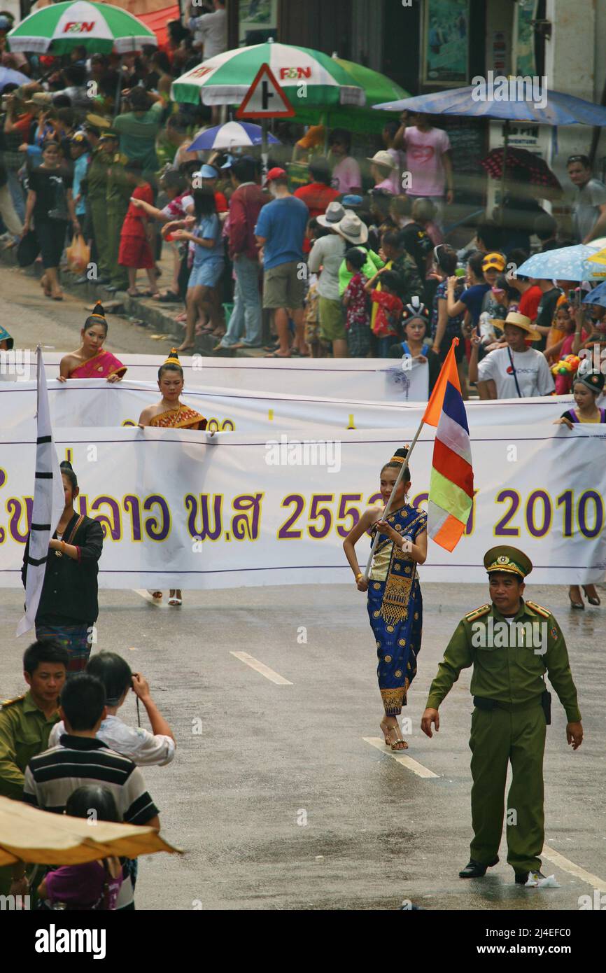 Bun Pi Mai, Lao New Year celebration in Luang Prabang, Laos Stock Photo ...