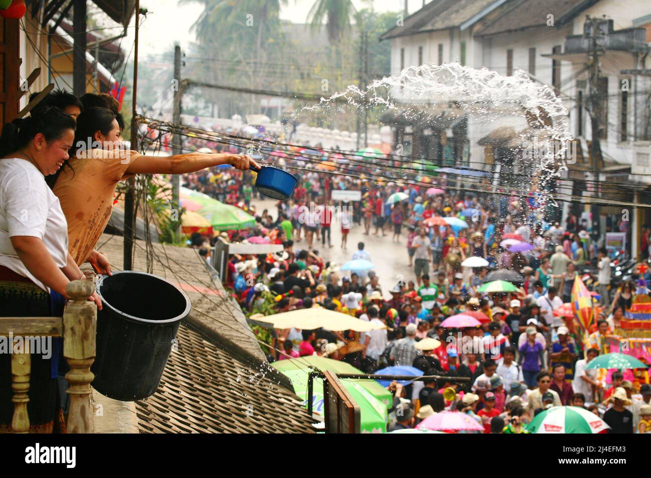 Bun Pi Mai, Lao New Year celebration in Luang Prabang, Laos Stock Photo ...
