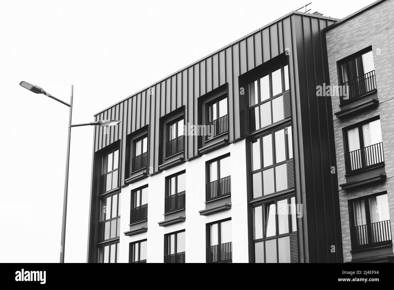 Exterior of modern apartment buildings. Abstract geometric background ...