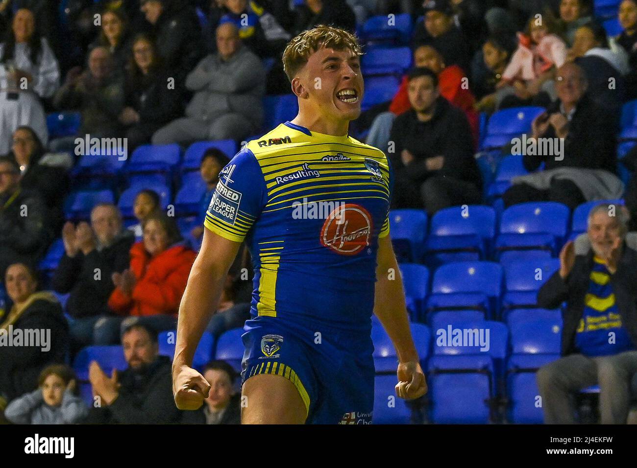 Matty Ashton #5 of Warrington Wolves celebrates his try Stock Photo - Alamy
