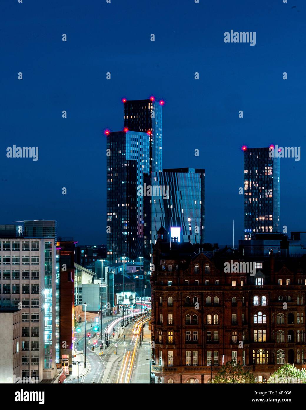 A view of luxury residential buildings Deansgate Square across St.Peter ...
