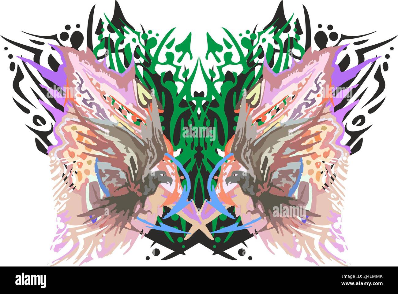 Beautiful colorful butterfly wings with eagle patterns on a white ...