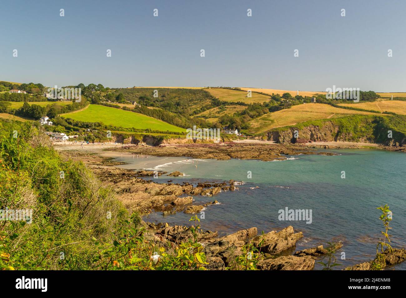 The view of Talland Bay near Looe in Cornwall from the South West Coast ...