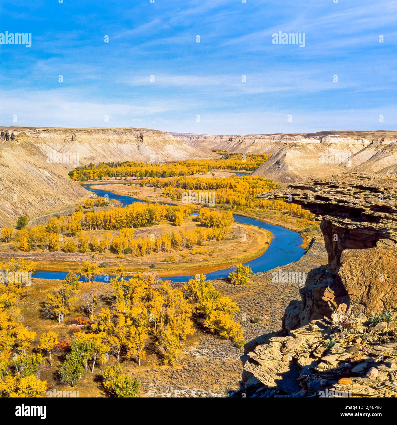 fall colors along the marias river valley near loma, montana Stock Photo - Alamy