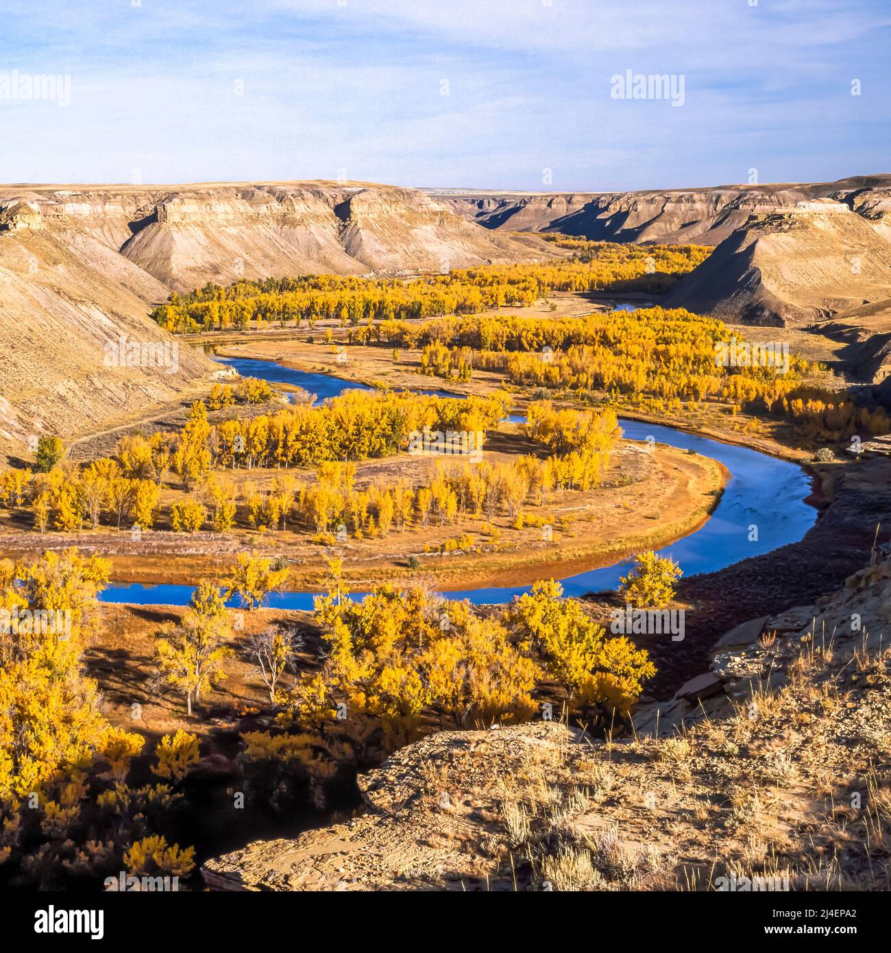 fall colors along the marias river valley near loma, montana Stock ...