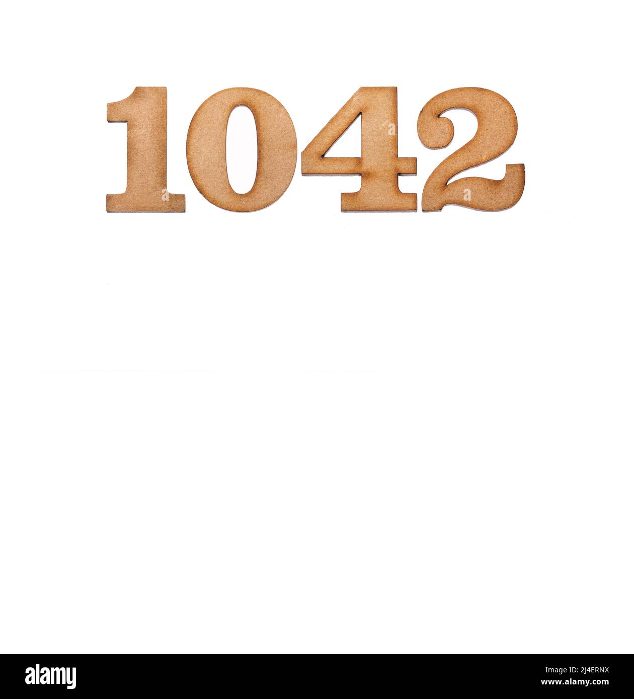 Number 1042 - Piece of wood isolated on white background Stock Photo ...