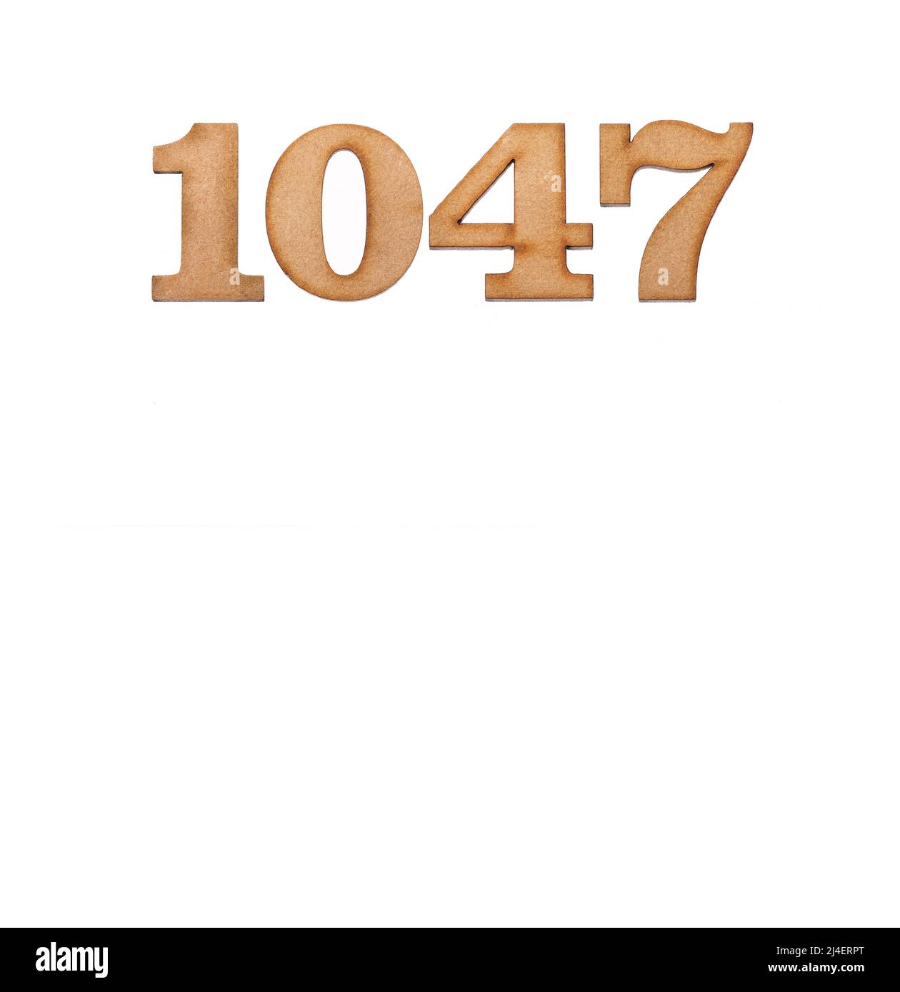 Number 1047 in wood, isolated on white background Stock Photo - Alamy