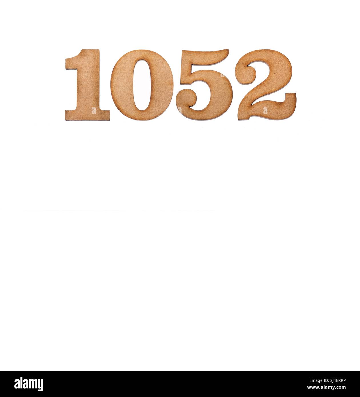 Number 1052 - Piece of wood isolated on white background Stock Photo ...