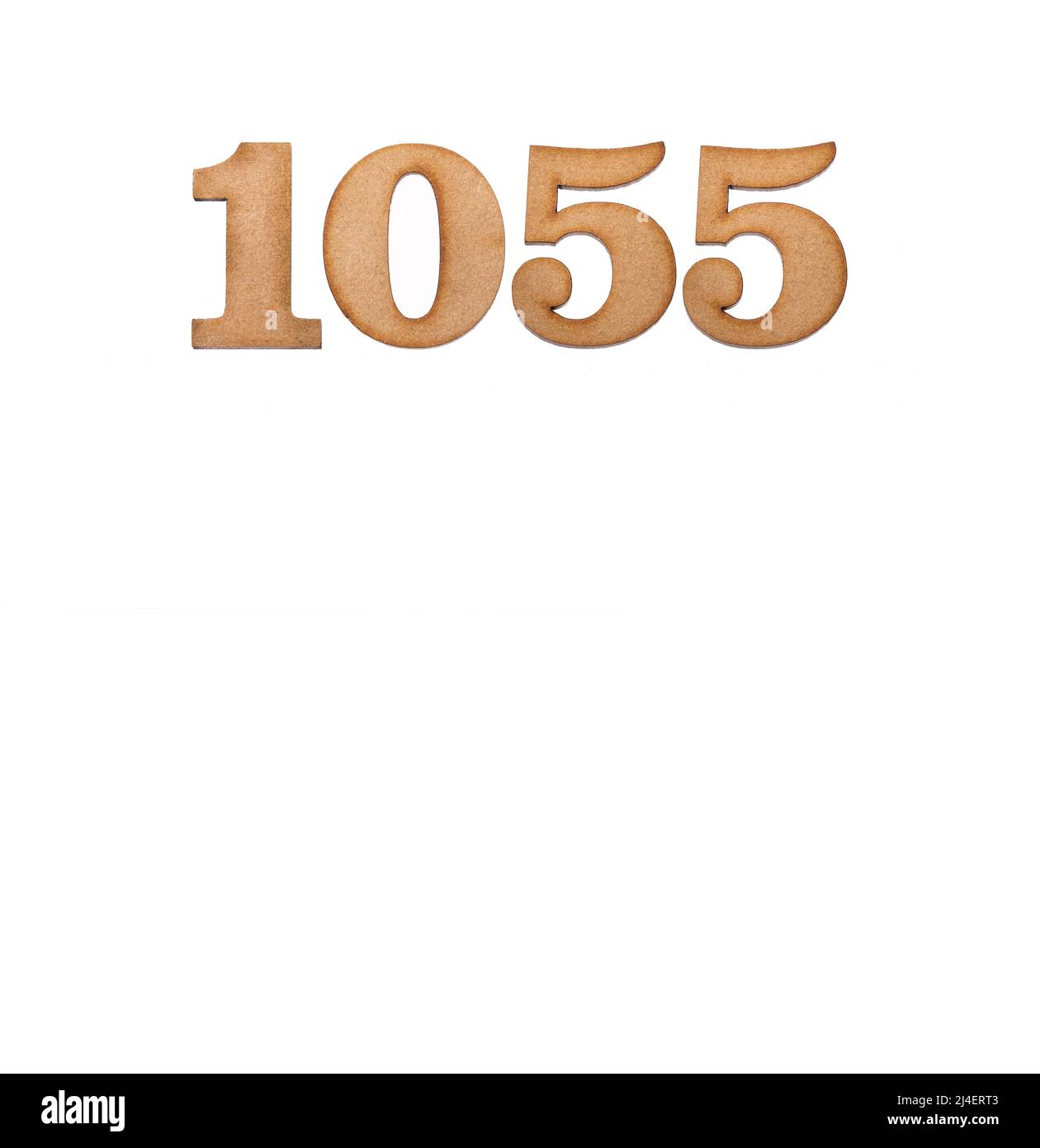 Number 1055 in wood, isolated on white background Stock Photo - Alamy
