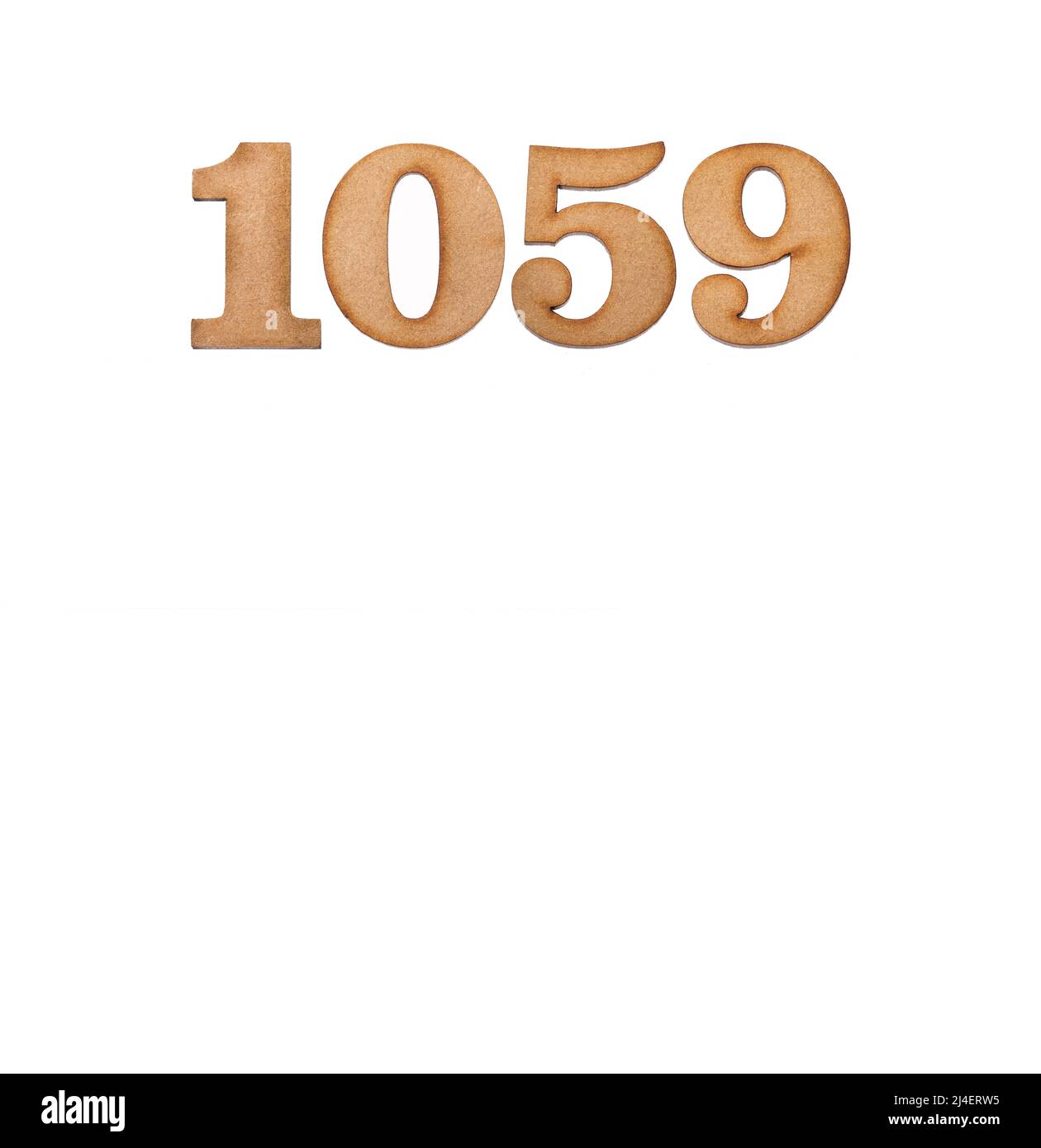 Number 1059 in wood, isolated on white background Stock Photo - Alamy