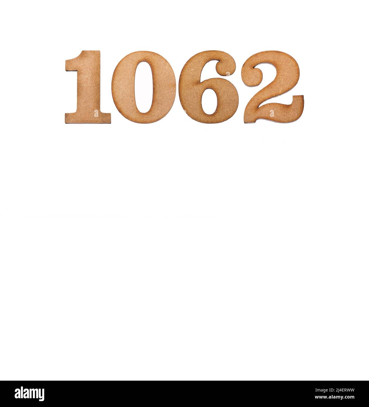 Number 1062 - Piece of wood isolated on white background Stock Photo ...