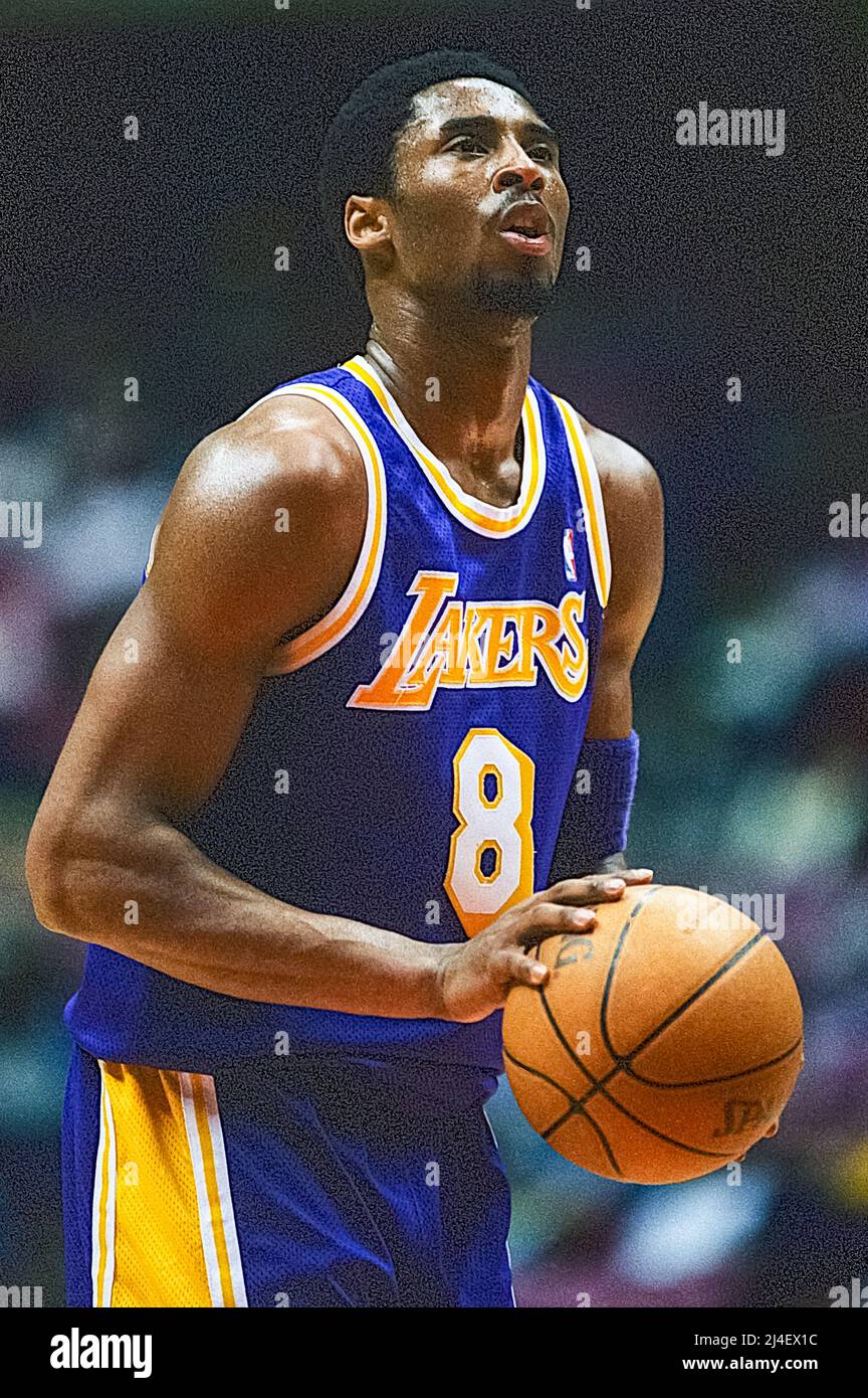 Kobe Bryant competing for the Los Angeles Lakers during his rookie ...