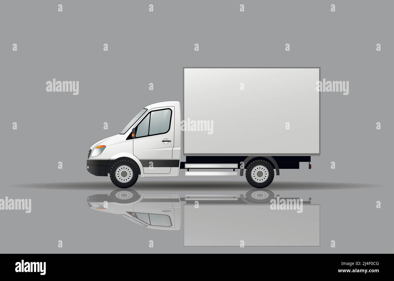 White cargo small car, side view. Cargo van. Flat vector illustration ...