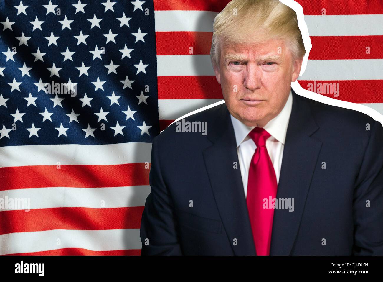President trump and the american flag hi-res stock photography and ...