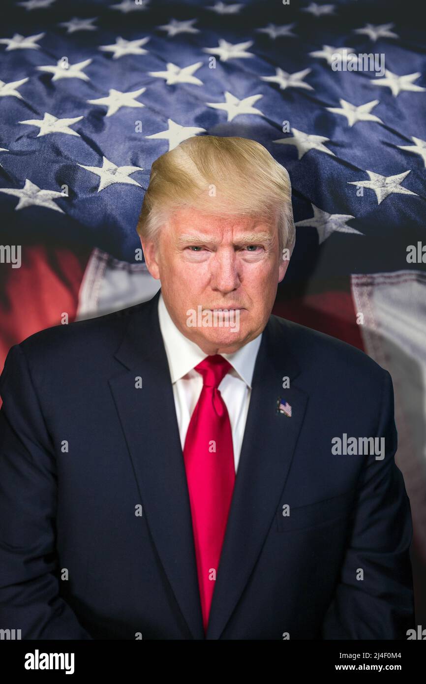 Donald Trump and USA flag. American flag. American president. President ...