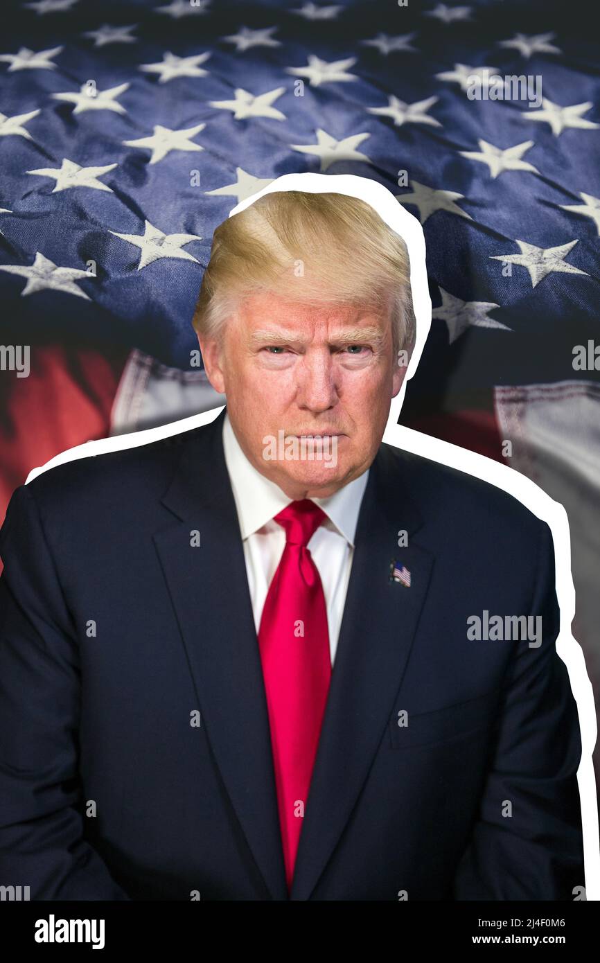 Donald Trump and USA flag. American flag. American president. President ...