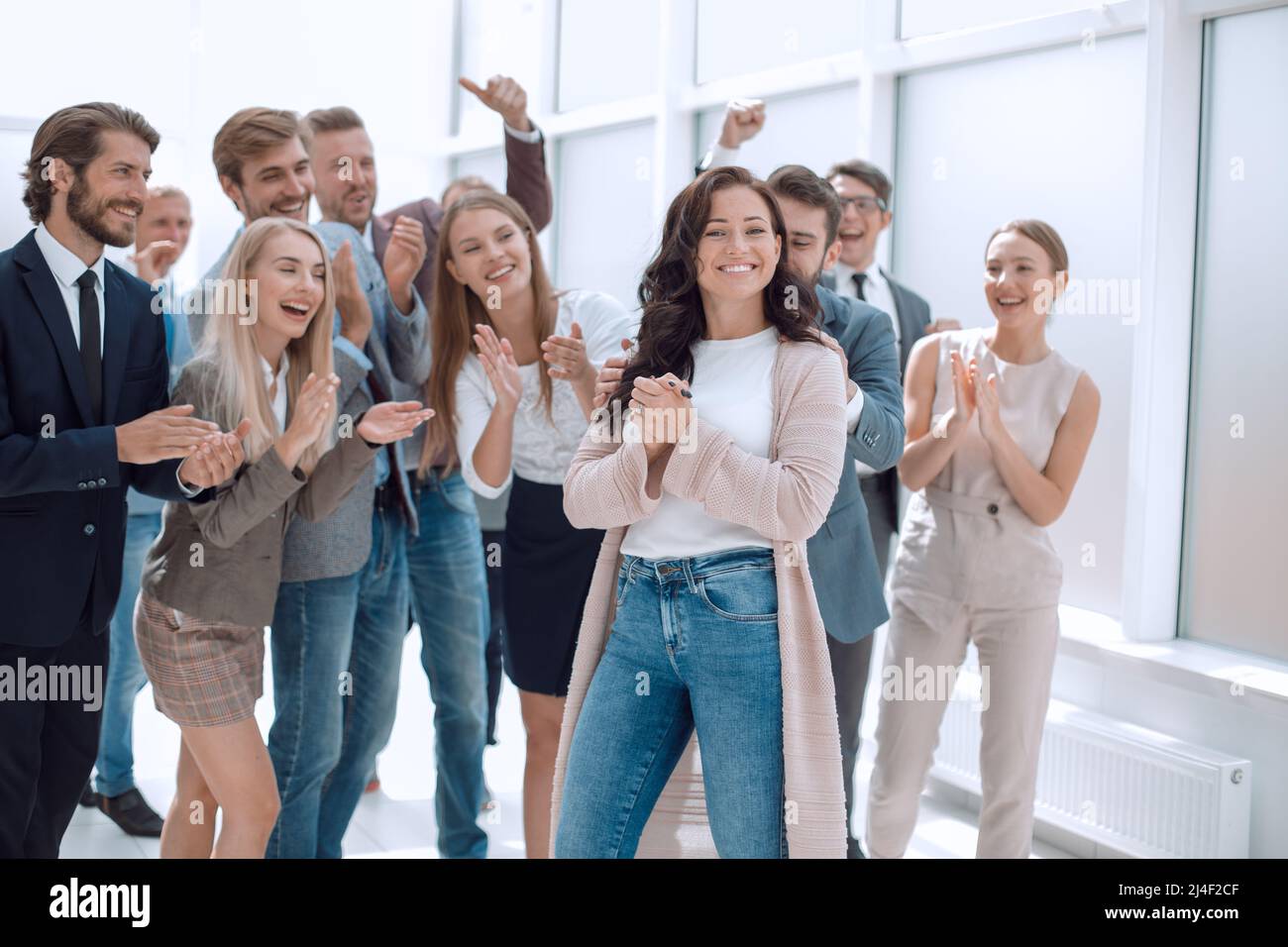 business team congratulating their leader. success concept Stock Photo ...